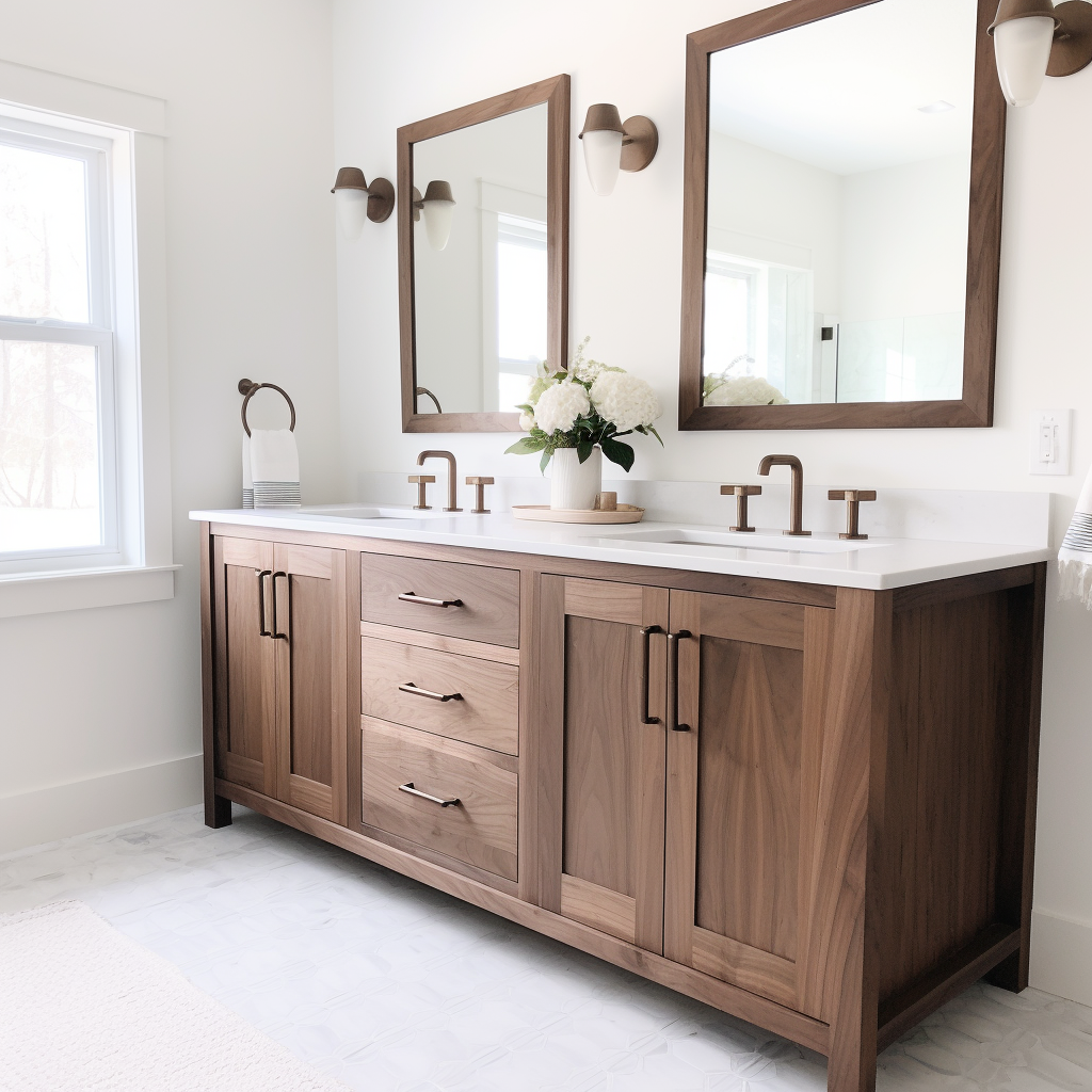 Modern wood double vanity store